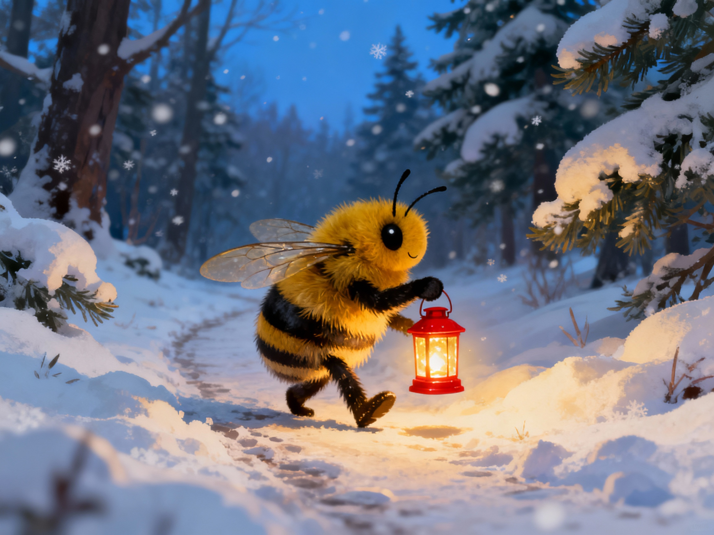 Bee Holding Christmas Lantern PNG - Storm To Studio